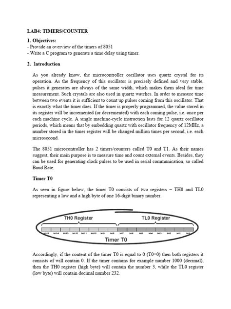 Lab4 Timer Counter 8051 2023 Pdf Computer Architecture Computer