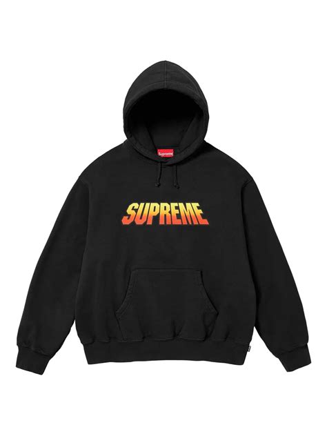 Supreme Logo Print Hoodie Black Farfetch
