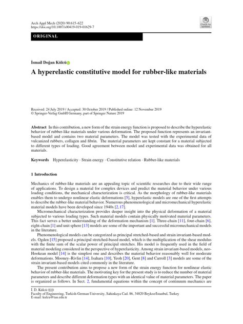A Hyperelastic Constitutive Model For Rubber Like Materials Pdf Elasticity Physics