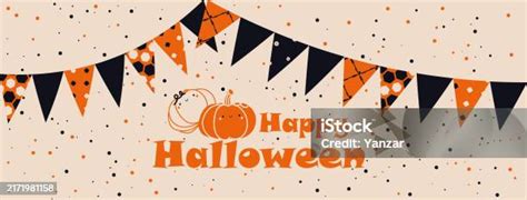 해피 할로윈 배너 박쥐 호박 등이 있는 배경 벡터 일러스트 레이 션 거미줄에 대한 스톡 벡터 아트 및 기타 이미지 거미줄 귀여운 기이함 Istock