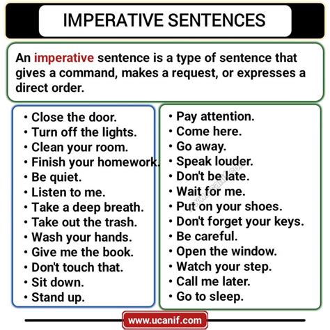 Imperative Sentence Examples Imperative Sentences Sentence Examples Declarative Sentences