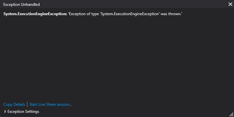 Systemexecutionengineexception Hresult0x80131506 Messageexception Of Type System