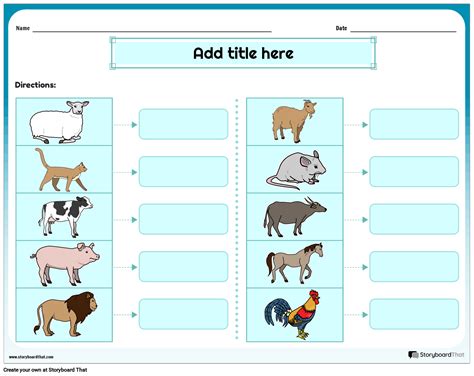Planilha Para Nomear Os Animais Bebês Storyboard