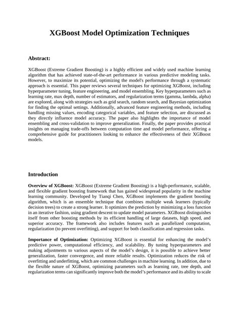 Pdf Xgboost Model Optimization Techniques