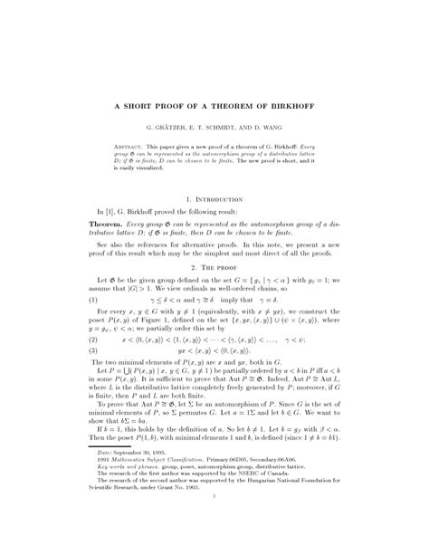 Pdf A Short Proof Of A Theorem Of Birkhoff