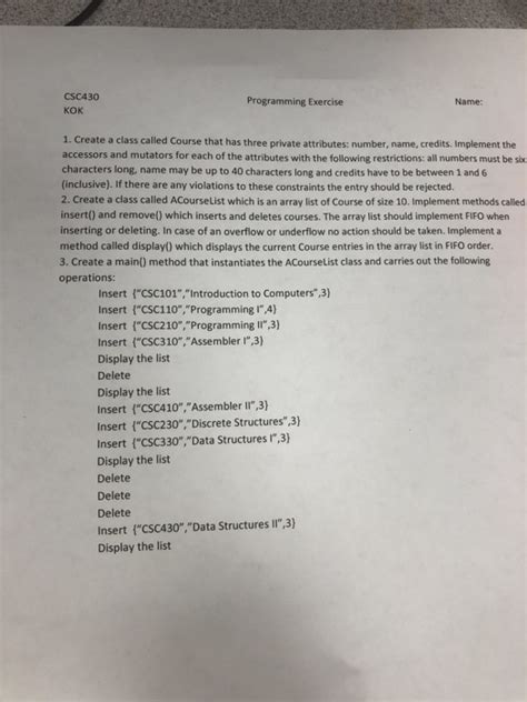 Solved Csc430 Kok Programming Exercise Name 1 Create A