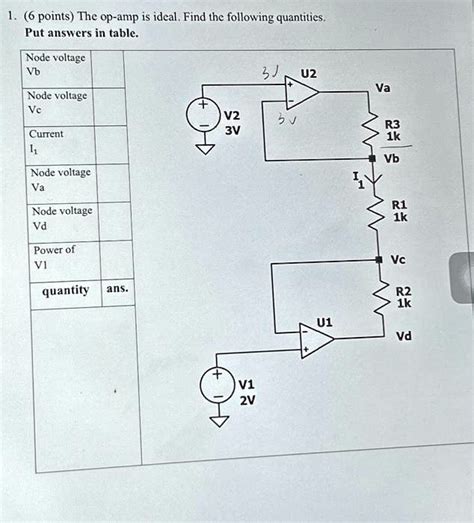 Solved 1 6 Points The Op Amp Is Ideal Find The Following