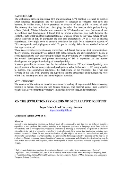 Pdf The Evolution Of Declarative Pointing