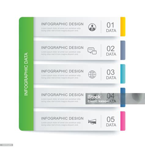 5 데이터 인포그래픽 탭 종이 인덱스 템플릿 벡터 일러스트레이션 추상적 배경입니다 워크플로 레이아웃 비즈니스 단계 배너 웹 디자인에 사용할 수 있습니다 깨끗한에 대한 스톡