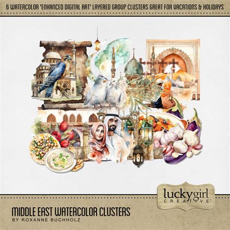 Middle East Watercolor Clusters Digital Art