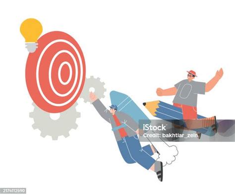 비즈니스 리더십 사업가 목표 목표 동기 부여 혁신 성취 디자인 세트 일러스트 등을 목표로 하고 있습니다 개념에 대한 스톡 벡터