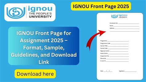 Ignou Front Page For Assignment 2025 Format Sample Guidelines And Download Link