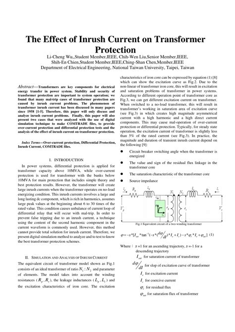 Pdf The Inrush Current Eliminator Of Transformer