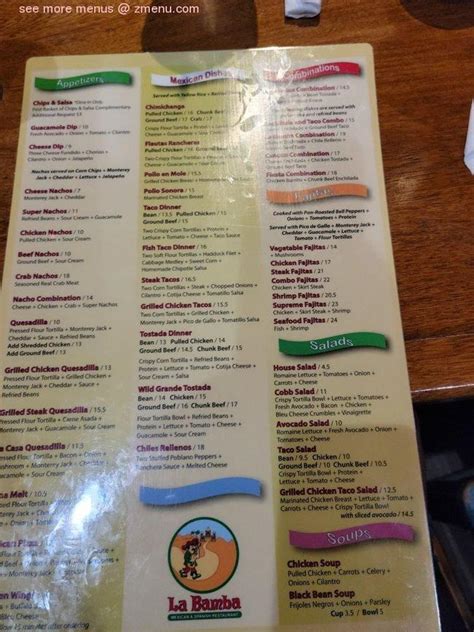 Online Menu Of La Bamba Mexican And Spanish Restaurants Restaurant
