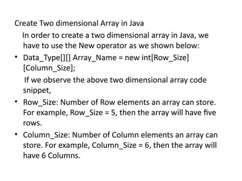 How To Create A Two Dimensional Array In Java Ppt