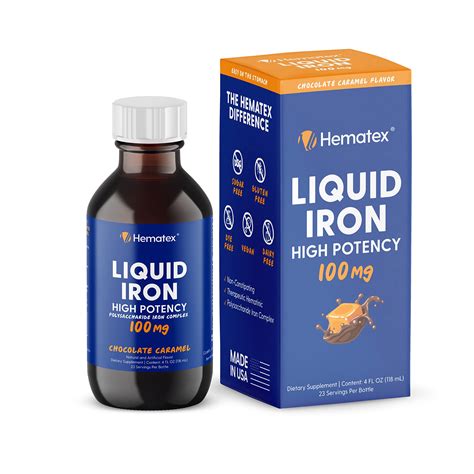 Hematex Liquid Iron Supplement 100mg Polysaccharide Iron Complex For Anemia Chocolate