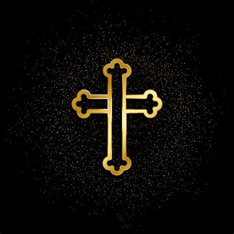 Cross Gold Icon Vector Illustration Of Golden Particle Background