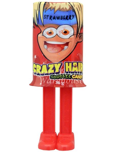 Crazy Hair Squeeze Candy Strawberry 36g Sweet Chocolate Warehouse