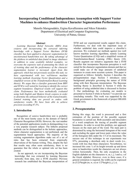 Pdf Incorporating Conditional Independence Assumption With Support