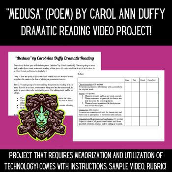 Medusa By Carol Ann Duffy Dramatic Poetry Reading Project Tpt