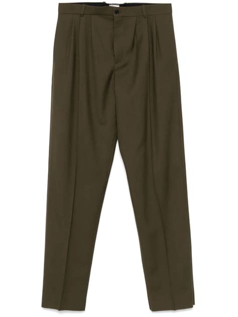 Saint Laurent Wool Gabardine Trousers Green Farfetch
