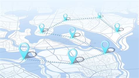 Track Navigation Pins On Street Maps Navigate Mapping Technology And Locate Position Pin