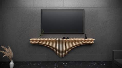 Parametric Shelf Unit Wavy Wooden Tv Unit Design And Architecture Art
