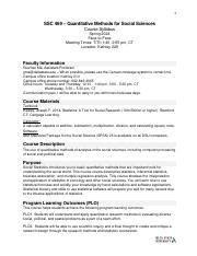 Quantitative Methods For Social Sciences Course Syllabus And Course Hero