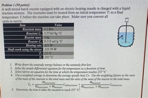 Solved Problem 1 50 Points A Well Stirred Batch Reactor
