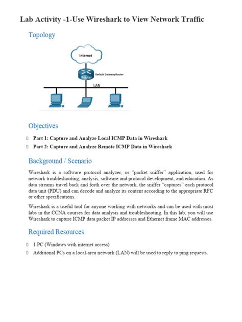 Lab Activity 1b Use Wireshark To View Network Traffic Pdf