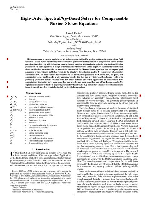 Pdf High Order Spectralhp Based Solver For Compressible Navierstokes Equations
