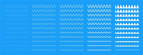 물결 모양 또는 지그재그 라인의 컬렉션입니다 수평 얇은 선이 흔들리고 있습니다 점선 큰 세트 화이트 컬러 벡터 그림입니다 S 모양에 대한 스톡 벡터 아트 및 기타 이미지
