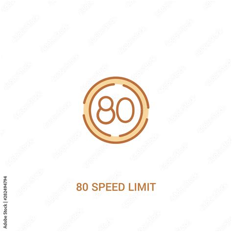 80 Speed Limit Concept 2 Colored Icon Simple Line Element Illustration Outline Brown 80 Speed