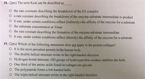 Solved Pts The Term Kcat Can Be Described As The Chegg Com