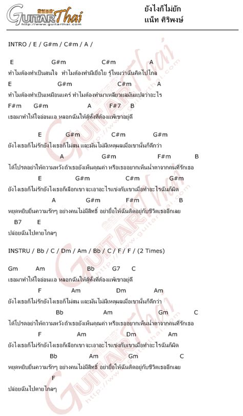 คอร์ดเพลง ยังไงก็ไม่ยัก แน็ท ศิริพงษ์