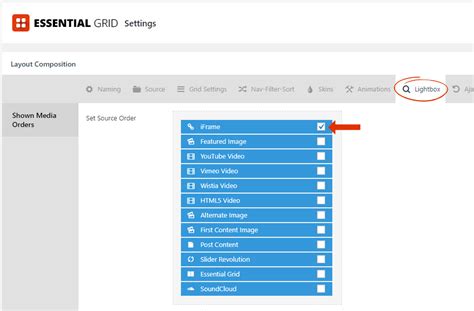 how to display an iframe in essential grid lightbox essential grid wordpress gallery plugin