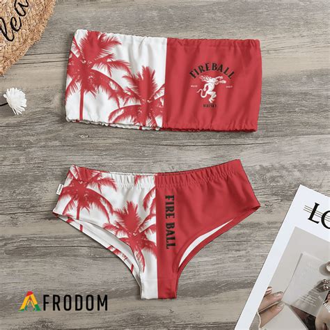 Fireball Coconut Trees Womens Strapless Bandeau Bikini Swimsuit Afrodom