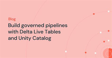 Governed Pipelines With Delta Live Tables Databricks Blog