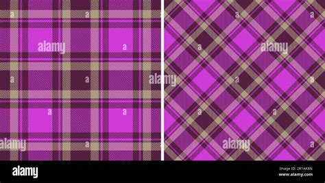 Pattern Check Seamless Tartan Fabric Background Vector Plaid Textile Texture In Set Stock