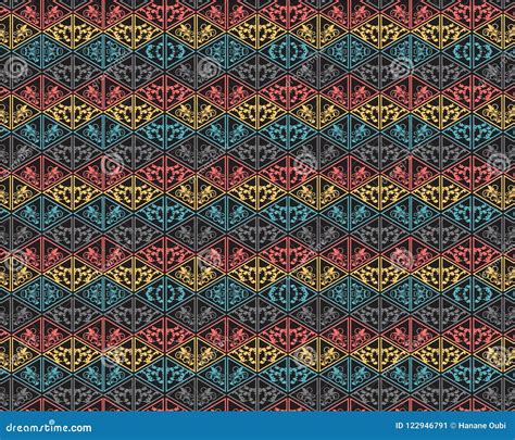 Floral Triangle Pattern With Tropical Plants Stock Illustration Illustration Of Polygon