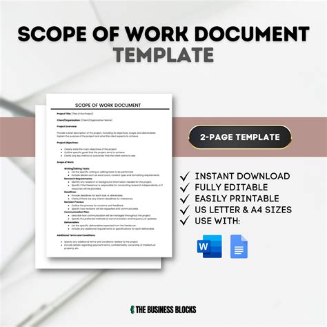 Scope Of Work Document Template SOW Document Example Project Scope Of Work Document Template