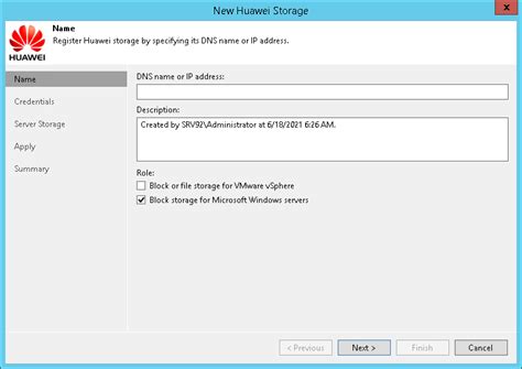 Step 2 Specify Storage Name Or Address And Storage Role Veeam Backup