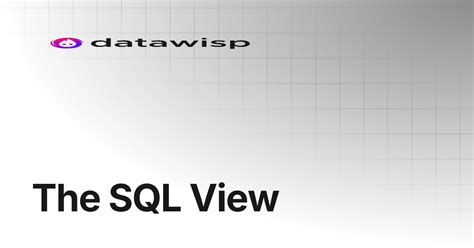 The Sql View Datawisp Documentation