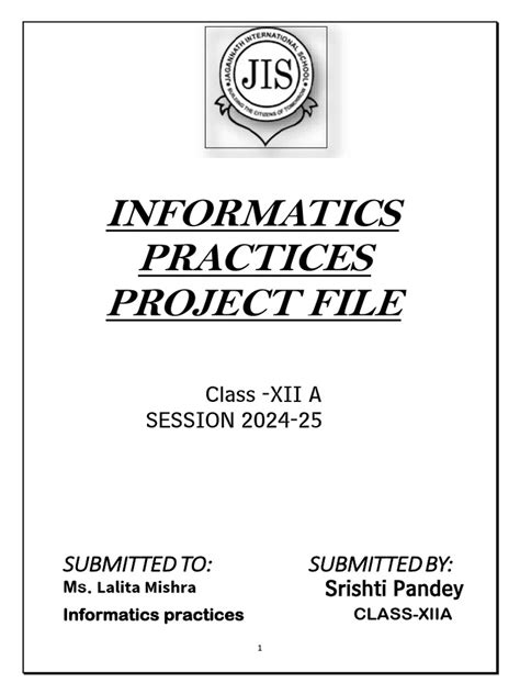 Informatics Practices Project File Session 2024 25 Pdf Health