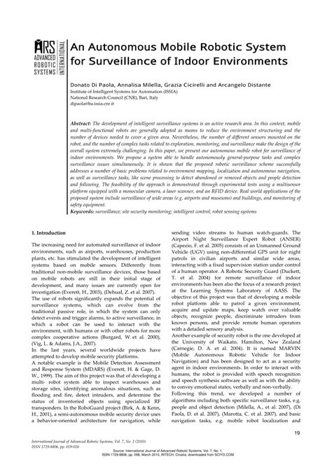 Pdf An Autonomous Mobile Robotic System For Surveillance Of Indoor Environments