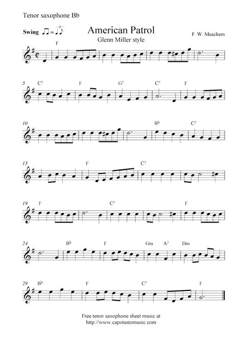 American Patrol Free Tenor Saxophone Sheet Music Notes