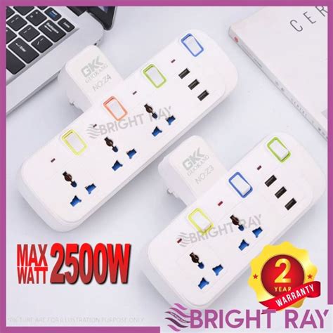 T ADAPORT Multi Socket 2A USB Universal Extension Plug Neon Indicator Wall Socket Universal