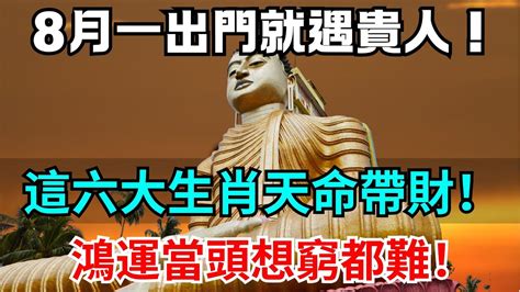 8月一出門就遇貴人！這六大生肖天命帶財！鴻運當頭想窮都難！ 生肖 財運 運勢 Youtube