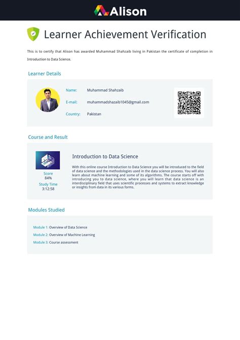 Completed Data Science Course On Alison Muhammad Shahzaib Posted On The Topic Linkedin
