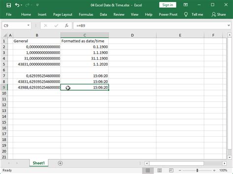 date and time in excel